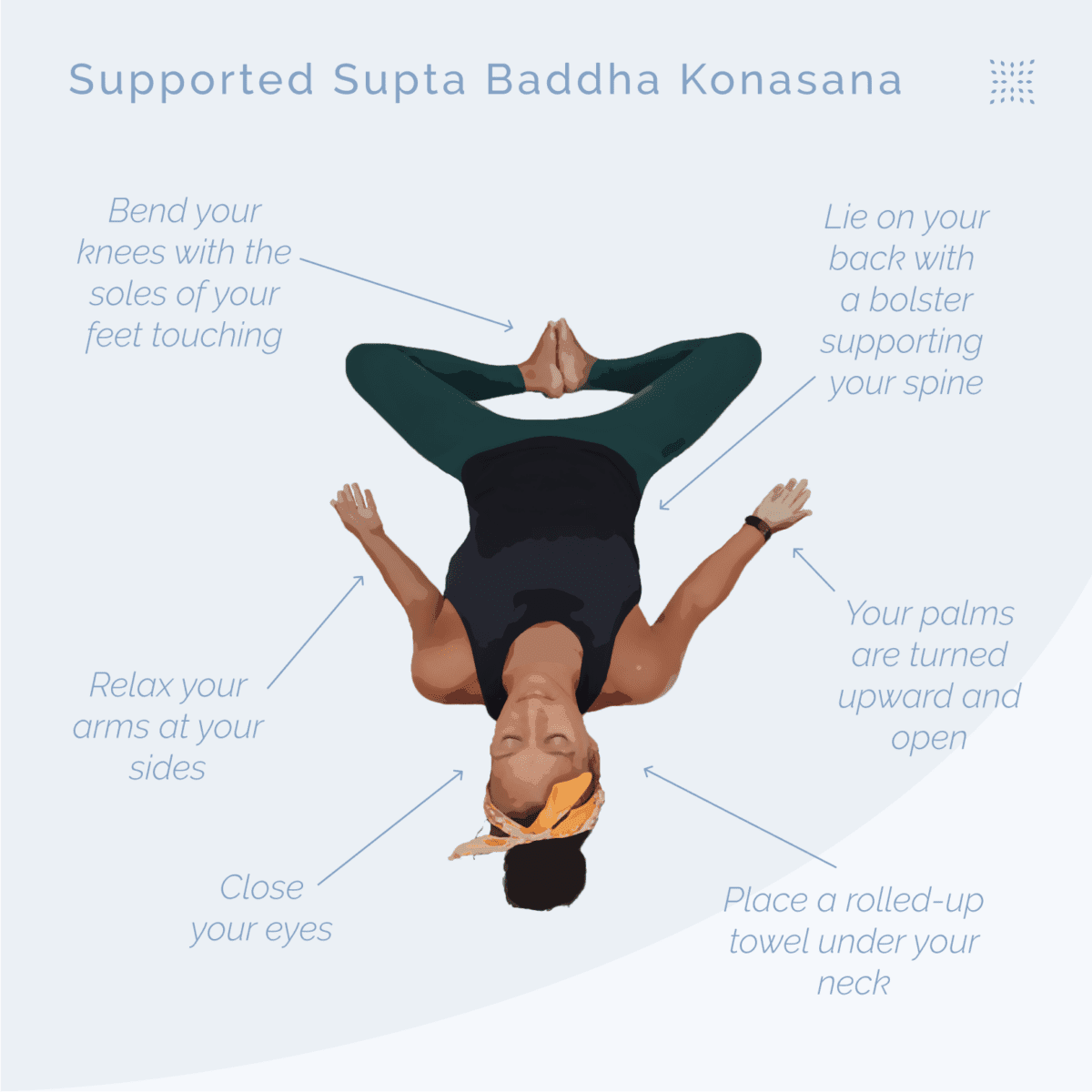 How to do Supported Supta Baddha Konasana (Reclining Bound Angle Pose ...