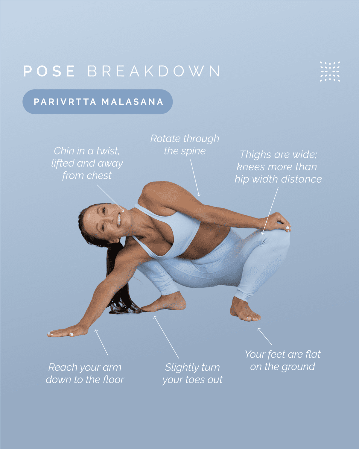 How to do Parivrtta Malasana (Rotated Garland Pose) – Omstars